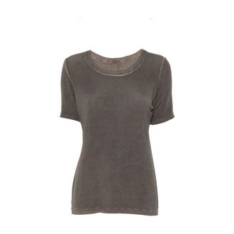 Uma Wang UMA Wang, Femme, Tops, Gris, Taille: 38 FR T-shirt &agrave; col rond c&ocirc;tel&eacute;