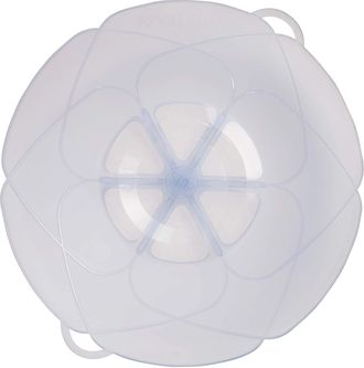 Kochblume das Original, Silikon &Uuml;berkochschutz f&uuml;r T&ouml;pfe und Pfannen, Mikrowellen-Deckel, Spritzschutz und Dampfgar-Aufsatz | (eisblau, L | Topfgr&ouml;&szlig;e 14-24cm)