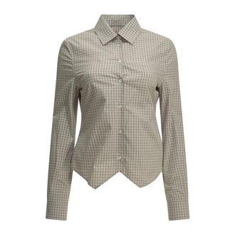 Maison Margiela Kariertes Langarm-Hemd mit Knopfleiste - - Blouses & Shirts - Damen - Grau - S