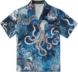 Keephen TangoDS Femmes Hommes Oc&eacute;an Homard Chemises Hawaiiennes &Eacute;crevisse Impression 3D Chemises Manches Courtes &Eacute;t&eacute; Chemise &agrave; Boutons Chemise Aloha