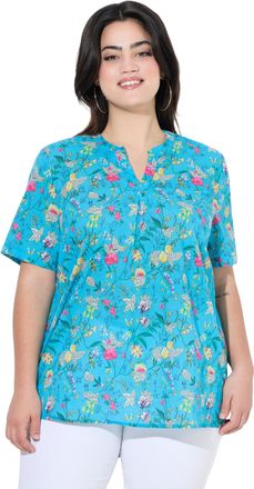Angel Of Style Damen große Größen Übergrößen Plus Size Tunika, A-Linie, Blumen-Muster, Halbarm mineralblau 54 843001749-54