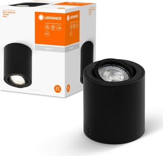 Ledvance Spot Surface Round Deckenaufbauspot, schwarz, mit GU10 Sockel, kann mit einfacher oder smarter Lampe bestückt werden, flexibler Ausstrahlwinkel, Schut