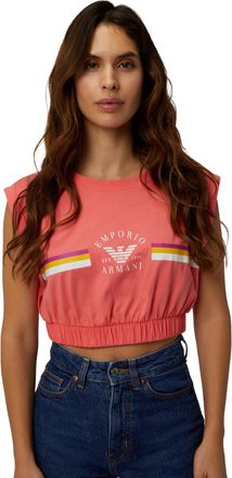 Emporio Armani Woman Logo Band Crop Top Pink XL, neon pink, 46