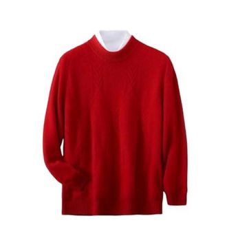 Generic Pull tricoté en laine à col rond pour homme - Pull décontracté ample pour lautomne et lhiver, Rouge, XXL