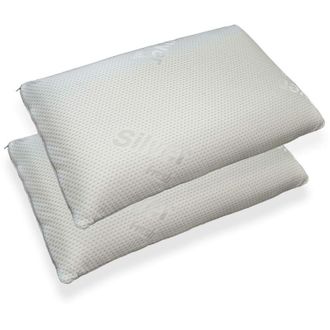 Dmora Kissen Vergine,ergonomisches Seifen-Kissen aus perforiertem Memory Foam, 100 % Made in Italy, hypoallergen und atmungsaktiv, cm 71x41xh15, 2er-Set