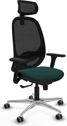 Piqueras y Crespo zylindrischer Schreibtischstuhl mit 3D-Armen, h&ouml;henverstellbarer Lendenwirbelst&uuml;tze und h&ouml;henverstellbarem Kopfteil und Neigungsverstellung, Schwarz/F