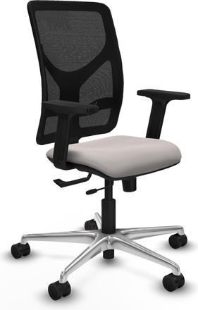 Piqueras y Crespo Moderner wei&szlig;er Schreibtischstuhl mit 2D-Armen, h&ouml;henverstellbare Lendenwirbelst&uuml;tze, ausgestattet mit Syncro/Traslack und Schneideschaum, Schwarz/Wei