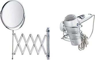 WENKO Kosmetik-Wandspiegel Teleskop Exclusiv, Kosmetikspiegel mit 100%-Spiegelfl&auml;che & 3-Fach Vergr&ouml;&szlig;erung : &Oslash; 17 cm & h&ouml;henverstellbar, 19 x 38,5 x 50 cm, 