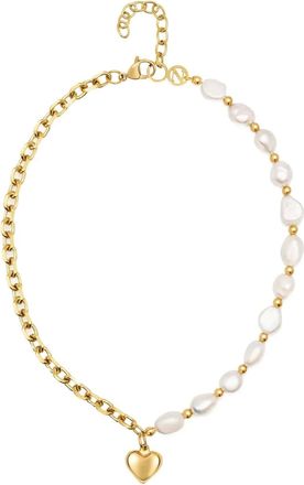 Nialaya collier Baroque Love à pendentif coeur - Or