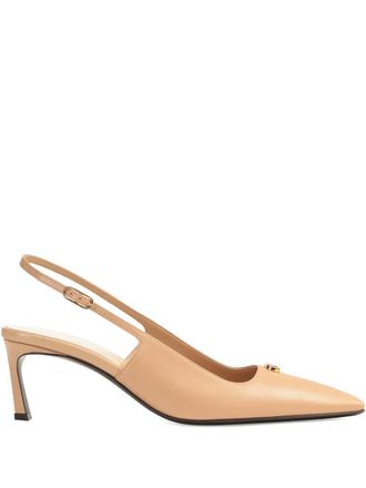 Sergio Rossi square-toe slingback pumps - Nude