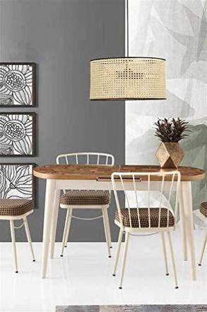 Opviq Elegant Rattan Chandelier, Adjustable Height 70 cm, 45 cm Diameter | Bohemian & Scandinavian Design | E27 Socket, Max 40W | Perfect for Country Homes