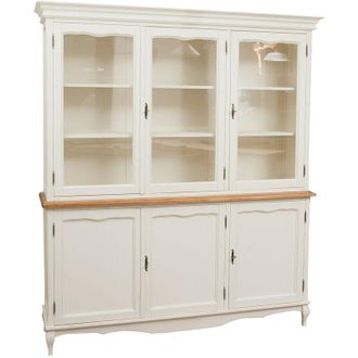 Biscottini International K&uuml;chenschrank aus massivem Lindenholz mit wei&szlig;er Struktur und Platte mit nat&uuml;rlichem Finish L175xPR41xH207 cm. Made in Italy