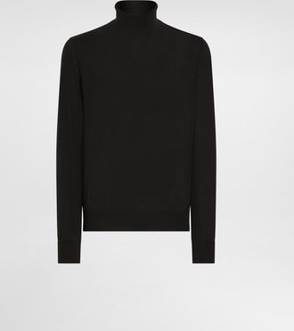 Dolce & Gabbana Pullover Hoher Kragen Aus Kaschmir - Mann Strickwaren Schwarz Kaschmir 52