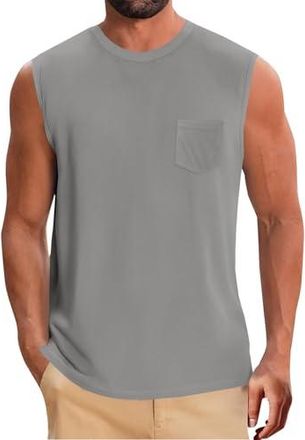 Generic D&eacute;bardeur de sport ray&eacute; pour homme - Sans manches - Pour entra&icirc;nement musculaire - D&eacute;bardeurs d&eacute;t&eacute; d&eacute;contract&eacute;s, gris, 3XL