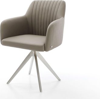 DELIFE Esszimmerstuhl Greg-Flex Echt-Leder Schlamm Kreuzgestell kantig Edelstahl Taschenfederkern, Esszimmerstühle