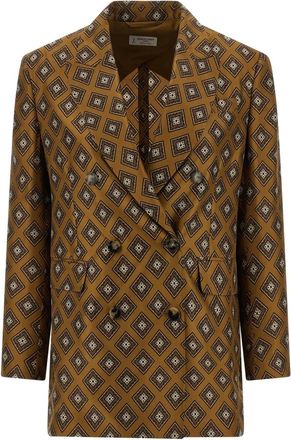 Alberto Biani Femme, Vestes, Brun, Taille: 42 FR Blazer crois&eacute; avec ceinture en soie