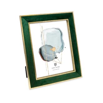 Isaac Jacobs Samt-Bilderrahmen mit Metallic-Gold-Doppelbord&uuml;re, Fotorahmen, horizontal & vertikal, hergestellt f&uuml;r Tischplatte & Wandanzeige, f&uuml;r Zuhause und B&uuml;ro 