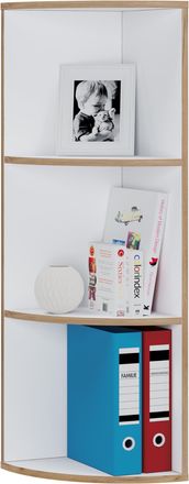 VCM Holzregal stehend | platzsparendes Eckregal | Ma&szlig;e B&uuml;cherregal ca. H. 110 x B. 33 x T. 33 cm | Elegantes Regal | B&uuml;roregal - Salia 3fach