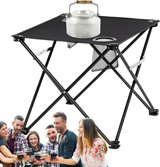 Generico Campingtisch für den Außenbereich, zusammenklappbarer Strandtisch mit 2 Getränkehaltern, tragbarer Schreibtisch für Esszimmer, Reisen, Garten, Hof, Ha