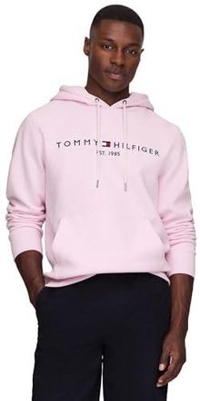 Tommy Hilfiger Sweat &agrave; capuche en polaire brod&eacute; avec logo Tommy embl&eacute;matique pour homme, collection 2024, taille M, noir, Rose simple, Medium