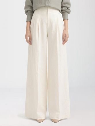Brunello Cucinelli Pantalon large en m&eacute;lange de lin