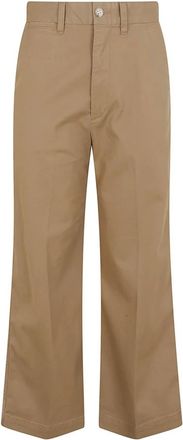 Ralph Lauren Femme, Pantalons, Brun, Taille: 36 FR Chino Cropped Flat Front