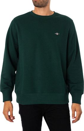 GANT Herren REG Shield C-Neck Sweat Sweatshirt, Tartan Green, XXXL