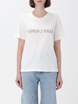 Saint Laurent Baumwoll-T-Shirt mit kontrastierendem Front-Logo-Print
