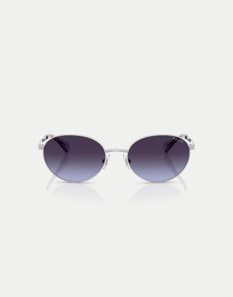 Ralph Lauren lunettes de soleil ovales &agrave; verres bleus en argent brillant-Argent&eacute;