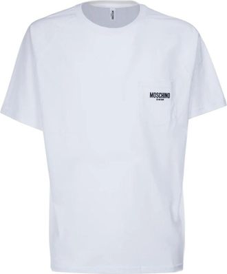 Moschino Homme, Tops, Blanc, Taille: 2XL Crew Neck T-shirt