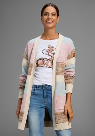 Kangaroos Strickjacke KANGAROOS, Damen, Gr. 32/34, wei&szlig; (sanftes wei&szlig;), Strick, Obermaterial: 60% Baumwolle, 40% Polyacryl, gestreift, oversize h&uuml;ftbedeckend, t