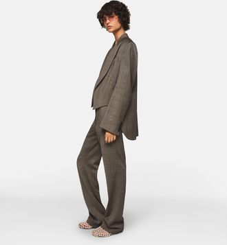 Stella McCartney Pinstripe Mid-Rise Straight-Leg Wool Trousers, Woman, Pinstripe, Size: 38