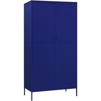 vidaXL Kleiderschrank Marineblau 90x50x180 cm Stahl - Vidaxl