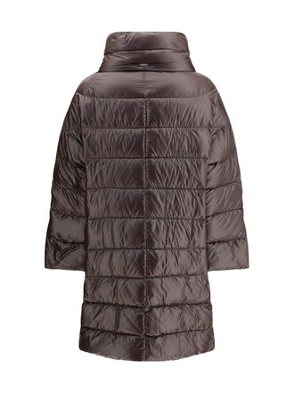 Herno Womens Midi Down Jacket Marrone Scuro Polyester Coat