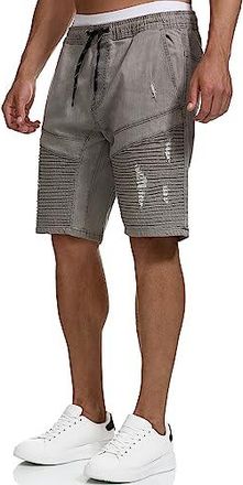 Indicode Hommes Ernest Jeans Shorts | Pantalon Court en Jean avec Poches Lt Grey L