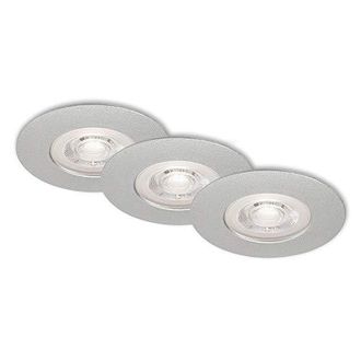 Briloner Leuchten - LED Einbauleuchten, 3er Set, Deckenlampen dimmbar, je 5 Watt, je 460 Lumen, 3.000 Kelvin, IP44, Chrom-Matt, 90x25mm (DxH), 7047-034
