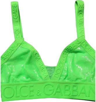 Dolce & Gabbana Femme, Tops, Vert, Taille: 38 FR Haut de Soutien-Gorge Court &agrave; Bonnets Souples