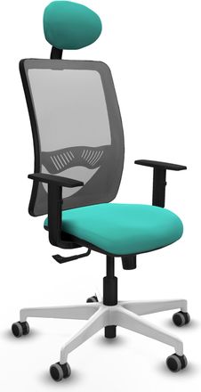 Piqueras y Crespo Gepolsterter Schreibtischstuhl Zulema mit 1D-Armlehnen, h&ouml;henverstellbarer Lendenwirbelst&uuml;tze und festem Kopfteil, ausgestattet mit 3 Positionen und S
