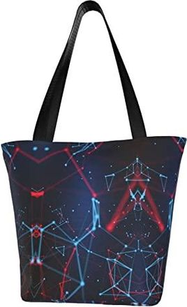 AOOEDM Tote Bag Digital World Blockchain Shopping Bags Petit sac de march&eacute; r&eacute;utilisable Beach Tote Bags Travel Totes