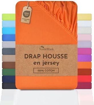NatureMark Drap-Housse en Jersey, 100% Coton, Disponible dans de Nombreuses Tailles et Couleurs, qualit&eacute; Oeko-Tex Standard 100, 140 x 200 cm - 160 x 200 cm, Terr