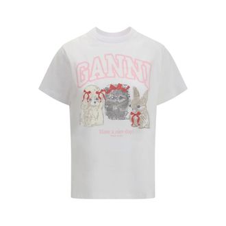 Ganni Femme, Tops, Blanc, Taille: 36 FR T-shirt Imprim&eacute; Animaux