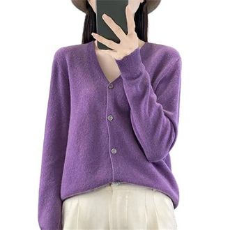 Generic Pull dhiver en % laine m&eacute;rinos pour femme - Col rond - Solide - D&eacute;contract&eacute; - Cachemire - Doux, violet, Taille M