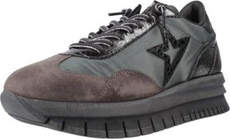 Cetti Chaussures de sport avec talon compensé et plateforme, cuir et textile, cordon élastique, semelle en caoutchouc, pour femme, Gris plomb, 39 EU