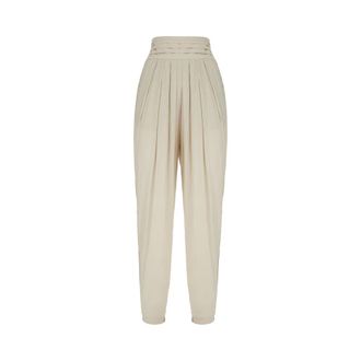 Lanvin Femme, Pantalons, Beige, Taille: 36 FR Pantalon Fluide en Charmeuse
