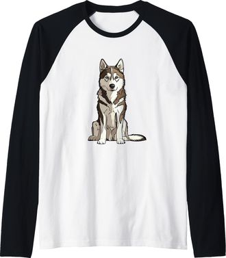 Whyitsme Design Sibirischer Husky-Hund Illustration Raglan