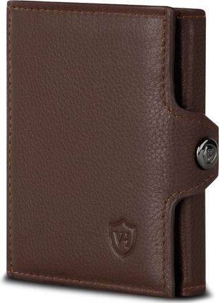 Von Heesen Slim Wallet mit XXL M&uuml;nzfach & RFID-Schutz - Mini Geldb&ouml;rse Herren & Damen - Kartenetui Kreditkartenetui - Portmonee Geldbeutel Portemonnaie klein Bra