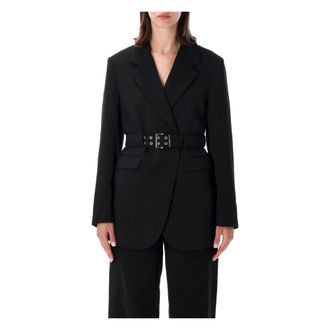 Ganni Femme, Vestes, Noir, Taille: 36 FR Blazer Ceintur&eacute;