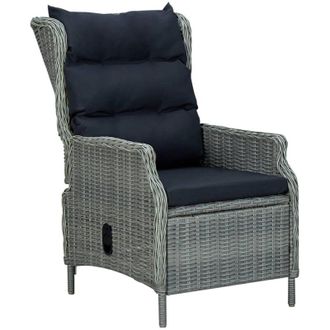 vidaXL Vidaxl - Chaise inclinable de jardin coussins R&eacute;sine tress&eacute;e Gris clair