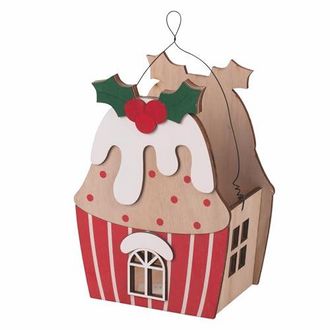 Villa D'Este Home Tivoli Cupcake Korb aus Sperrholz Eisen Haken Beeren 14,5x9x20cm Xmas