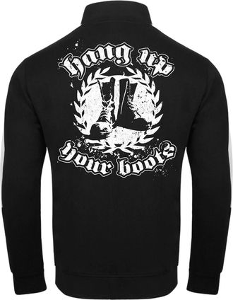 Spass Kostet M&auml;nner Trainingsjacke Sweatjacke mit Streifen Hang up your boots Skinhead Stiefel